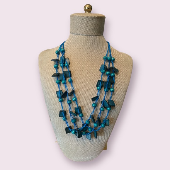 Vintage | Jewelry | Costa Rican Teal Blue Necklace | Poshmark